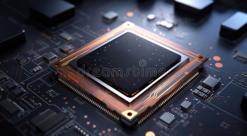 On-board Processor with Luminous Elements Stock Illustration ...