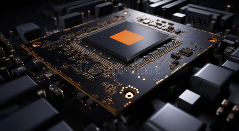 On-board Processor with Luminous Elements Stock Illustration ...