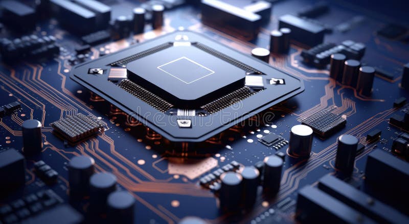 On-board Processor with Luminous Elements Stock Illustration ...