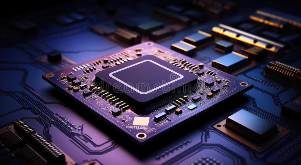 On-board Processor with Luminous Elements Stock Illustration ...