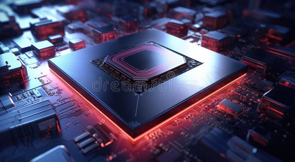 On-board Processor with Luminous Elements Stock Illustration ...