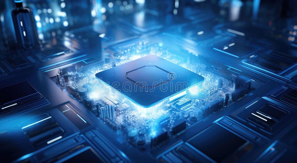 On-board Processor with Luminous Elements Stock Illustration ...