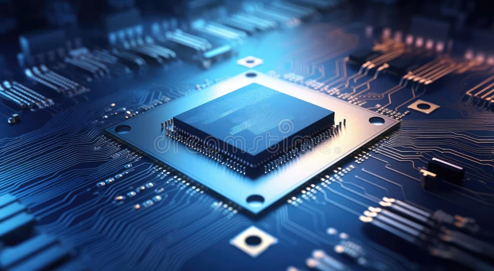 On-board Processor with Luminous Elements Stock Illustration ...