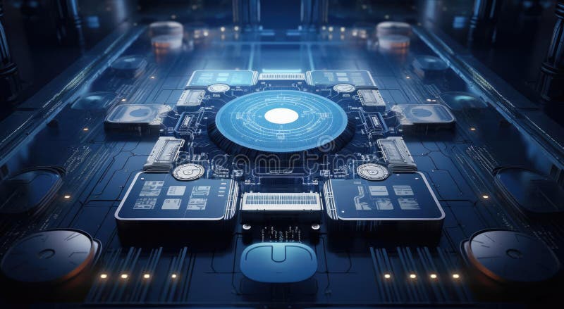 On-board Processor with Luminous Elements Stock Illustration ...