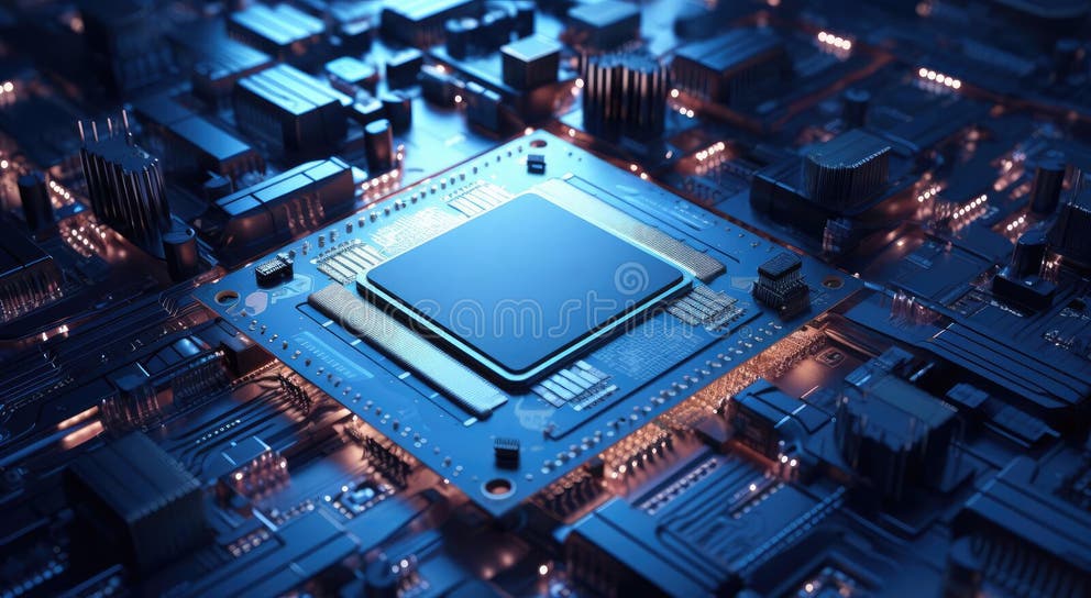 On-board Processor with Luminous Elements Stock Illustration ...