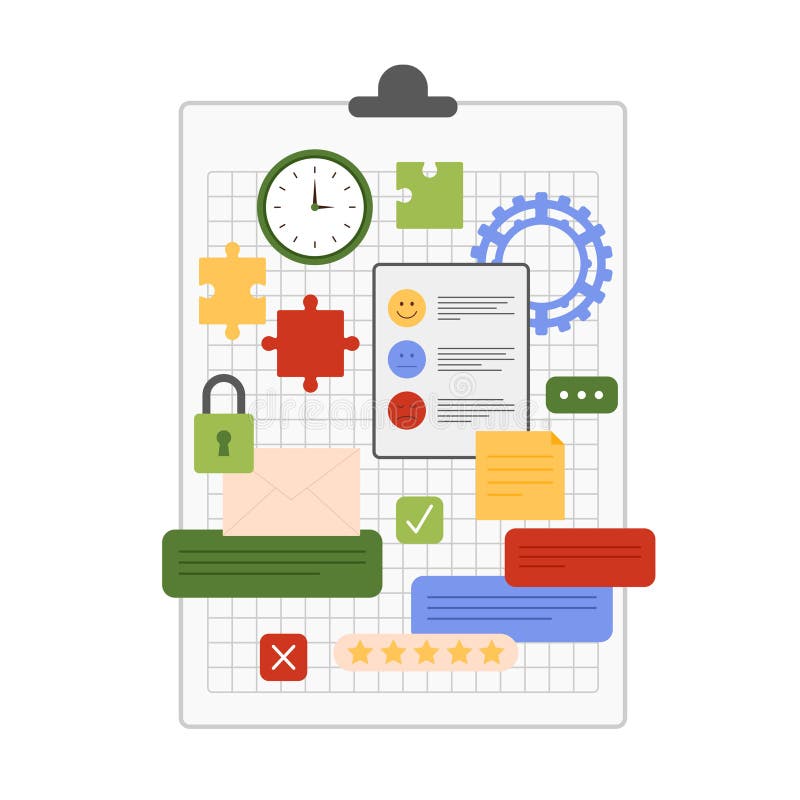 Board Project Planning Strategy with Notes, Survey Checklist, Documents ...