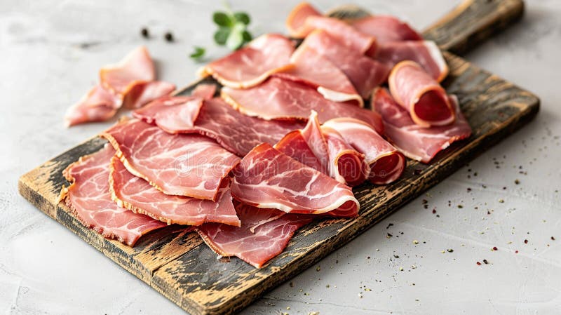Board with Raw Dry Cured Ham Cut into Thin Slices. Generative Ai Stock ...