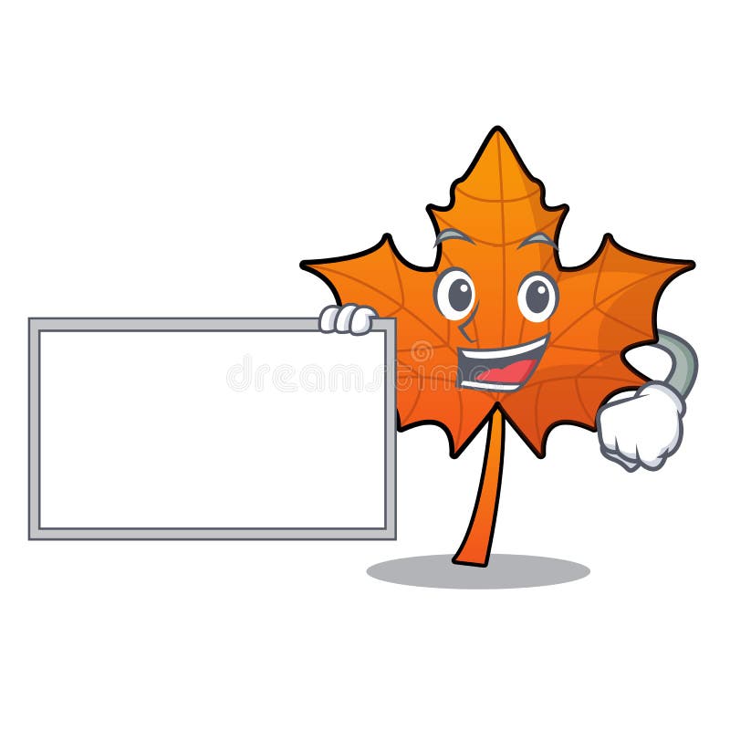 With Board Red Maple Leaf Character Cartoon Stock Vector - Illustration ...