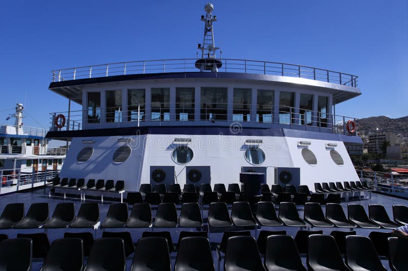 Ship Board In Miami, Usa In Blue Sea On Evening Sky. Shipboard On ...