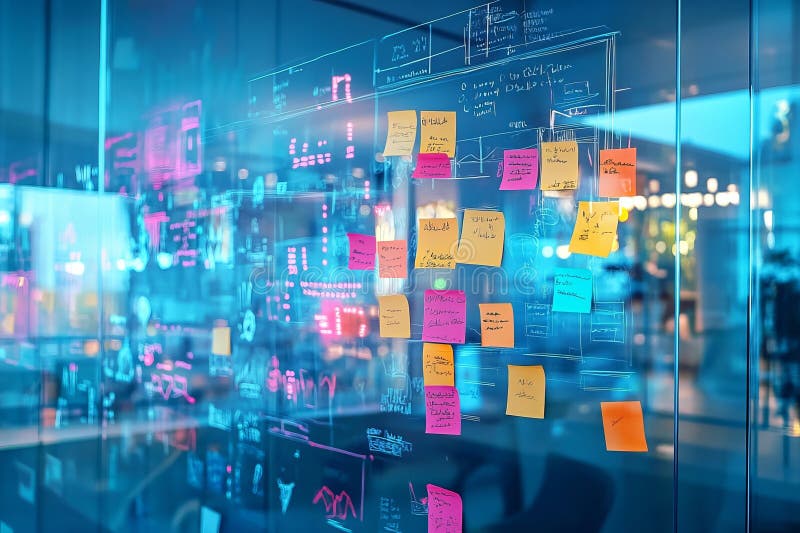 A Board with Sticky Notes Sitting on Top of it. Stock Illustration ...