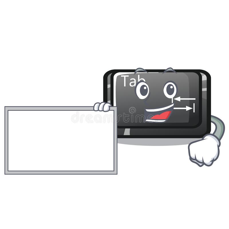 With Board Tab Button Installed on Computer Character Stock Vector ...