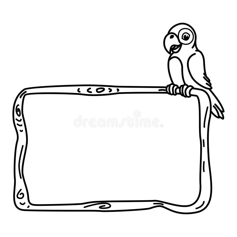 Board Template with Cute Parrot Cartoon Characters Vector Illustration ...