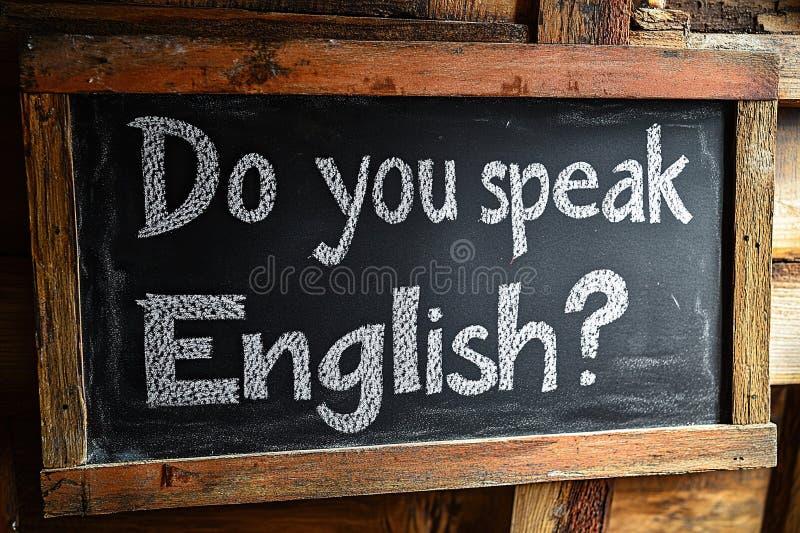 A Board with the Text Do You Speak English Written on it in White Chalk ...