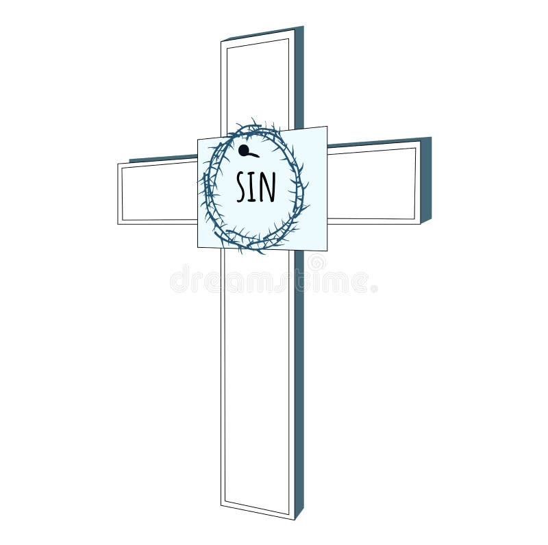 Board with Thorn and Word Sin on Cross Stock Vector - Illustration of ...