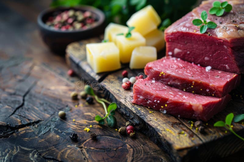 From Board To Banquet. Prime Raw Beef Ready for Culinary Creation Stock ...