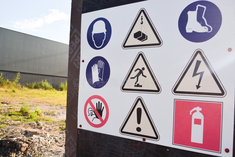 Construction Workplace Danger Signs. Stock Illustration - Illustration ...