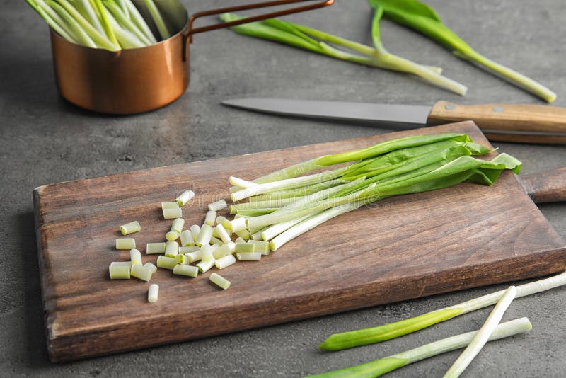 Board with Wild Garlic or Ramson Stock Photo - Image of gourmet, cook ...