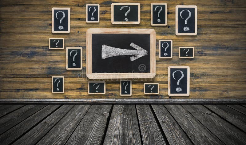 Board on a Wooden Wall with a Chalk Drawing of a Question Mark Stock ...