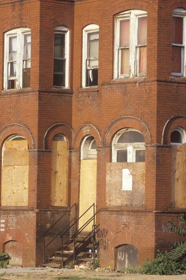 Boarded Up Abandoned Brick Building, Washington D.C Stock Image - Image ...