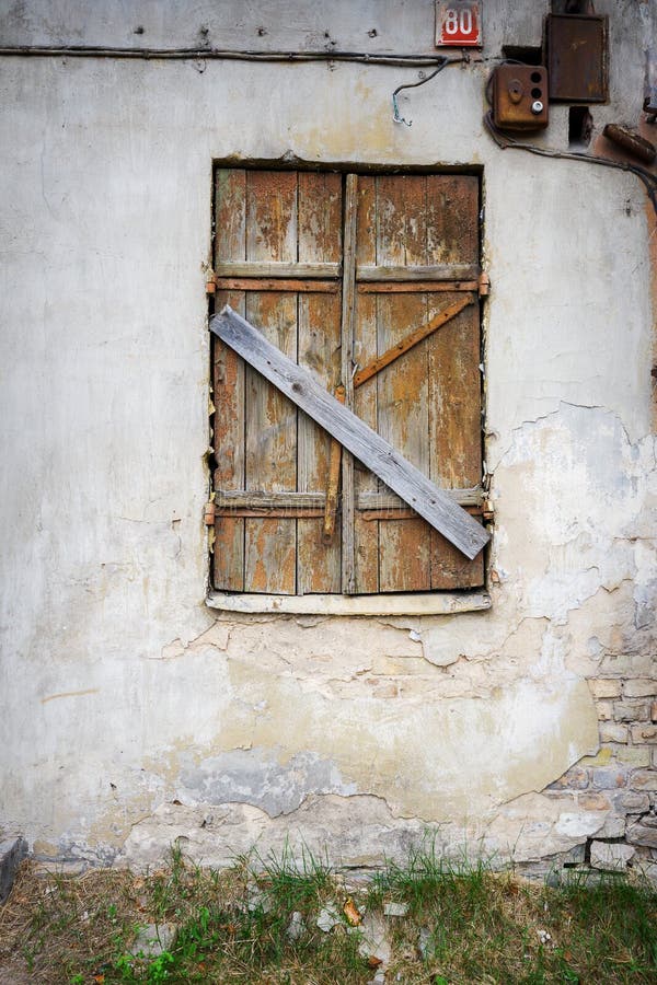 Old House With Broken And Boarded Up Shutters Stock Photo - Image of ...