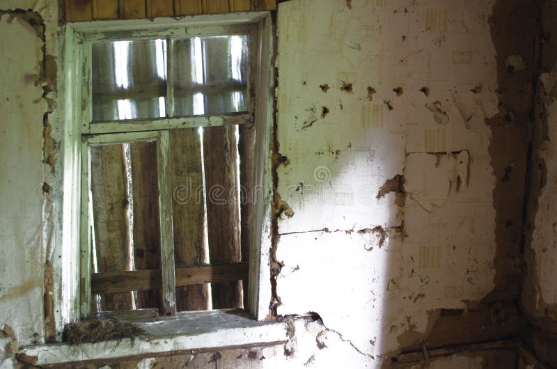 Boarded Up Window in an Abandoned Old House Stock Photo - Image of ...