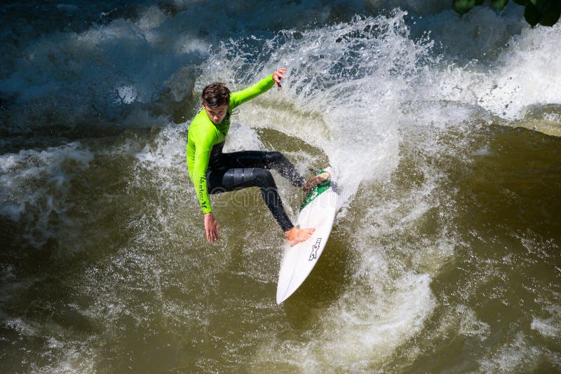 Boarders Surfing on the Isar River in Munich, Bayern, Germany Editorial ...