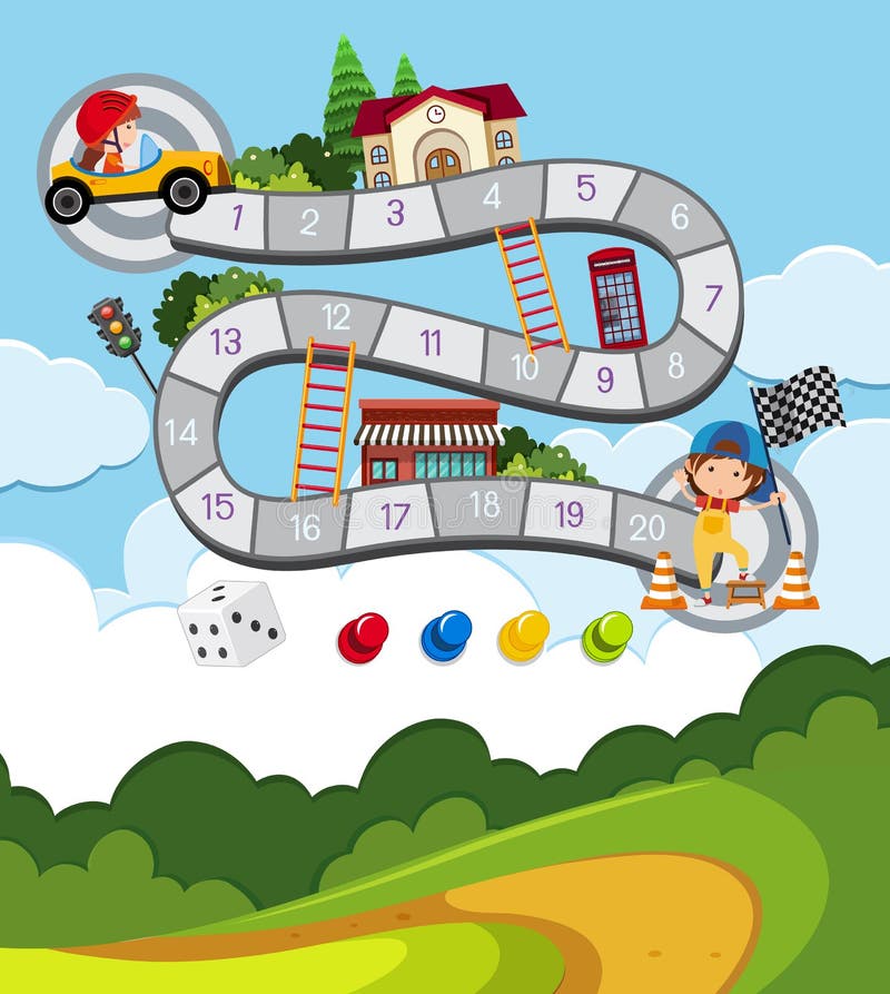 Racing Road Board Game Template Stock Vector - Illustration of design ...