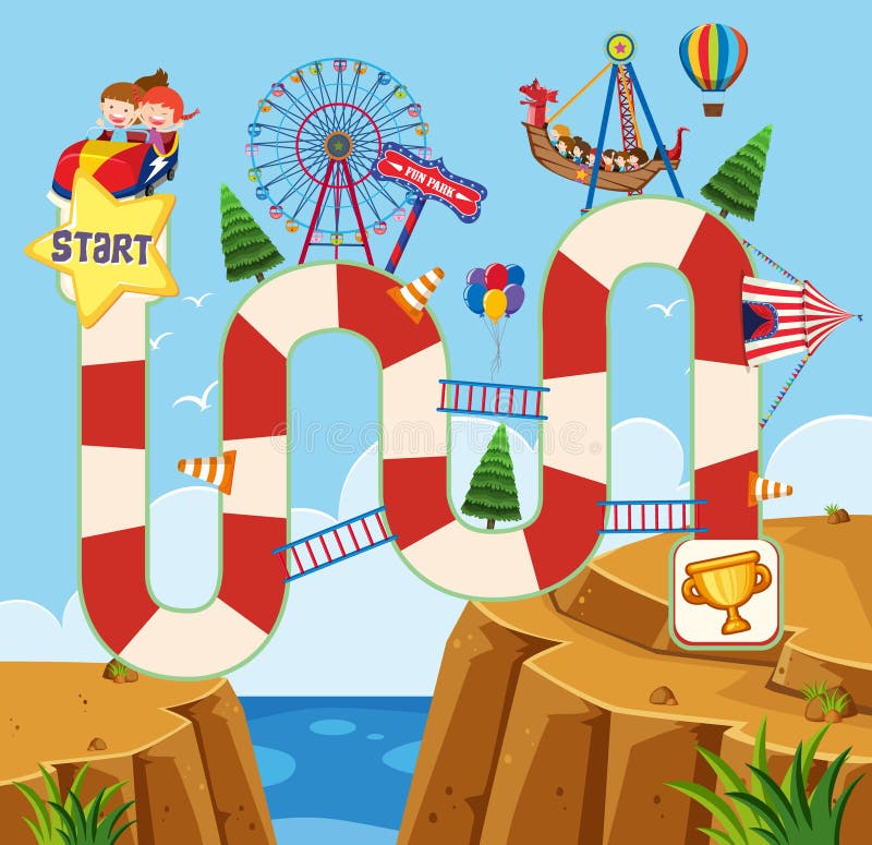 Boardgame Design Template with Kids in Circus Ride Stock Vector ...