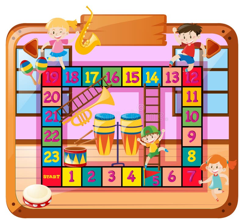 Boardgame Template with Kids in Music Class Stock Vector - Illustration ...