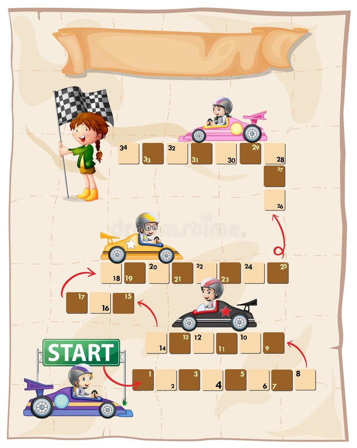 Boardgame Template With Racing Cars Stock Vector - Illustration of ...