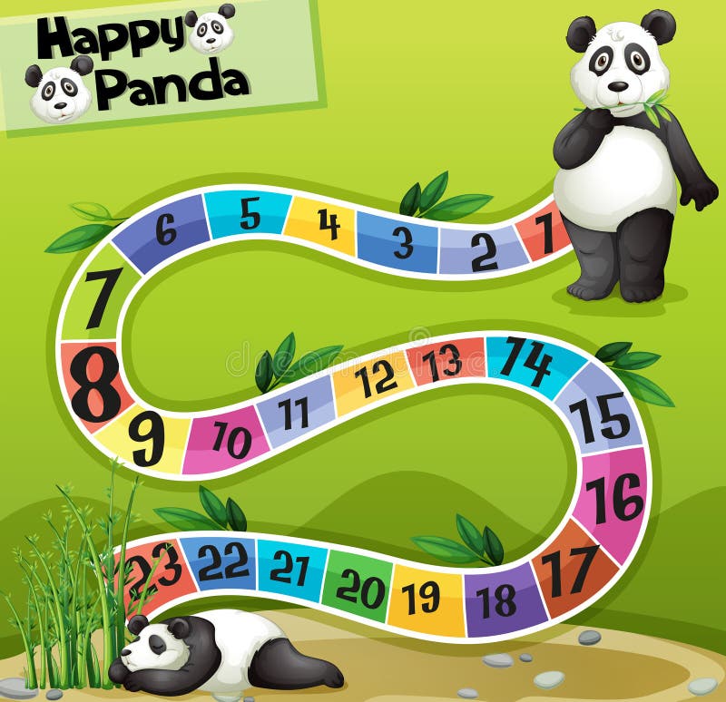 Boardgame Template with Two Pandas in Park Stock Vector - Illustration ...