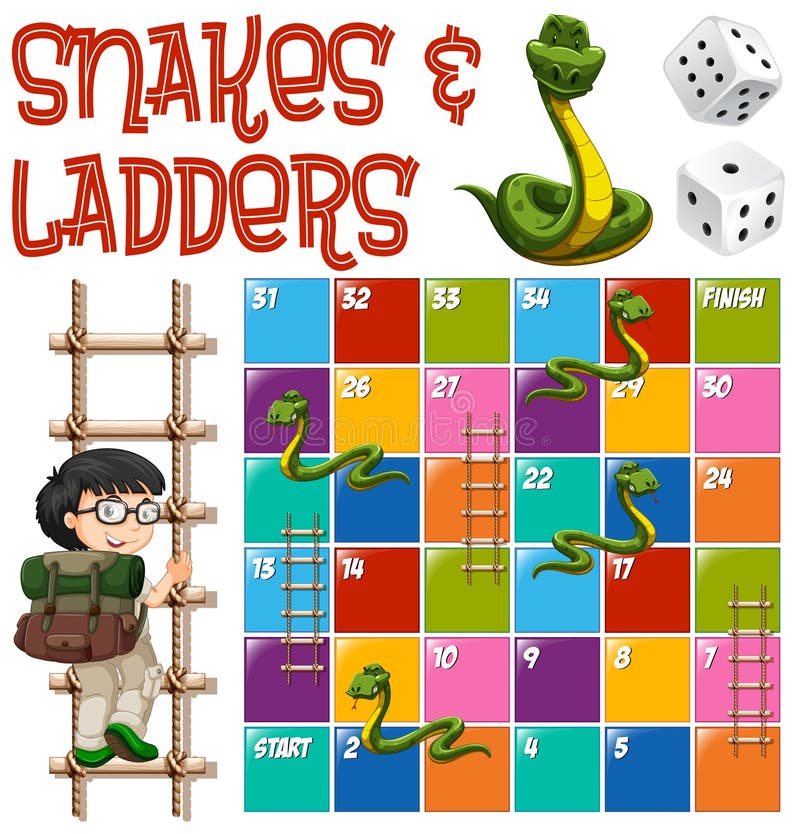 Boardgamemalplaatje Met Ladders En Slangen Vector Illustratie ...