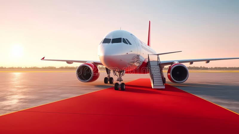 Boarding Commercial Airplane with Red Carpet Presentation. Generative ...