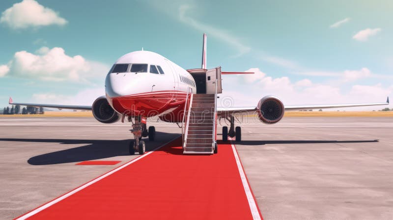 Boarding Commercial Airplane with Red Carpet Presentation. Generative ...