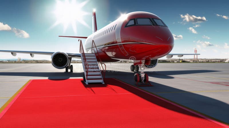 Boarding Commercial Airplane with Red Carpet Presentation. Generative ...