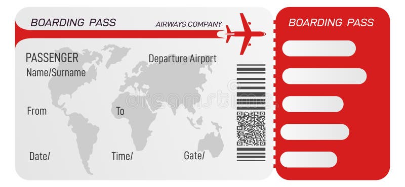 Boarding Pass Layout. Airplane Ticket Paper Template Stock Vector ...