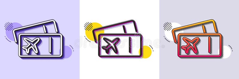 Boarding Pass Line Icon. Airplane Tickets Sign. Halftone Dotted Pattern ...