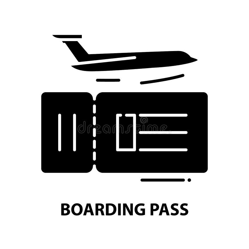 Boarding Pass Symbol Icon, Black Vector Sign with Editable Strokes ...