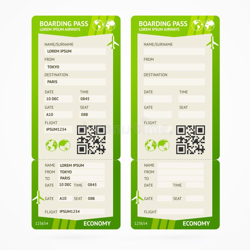 Boarding Pass Ticket Set. Vector Stock Vector - Illustration of card ...