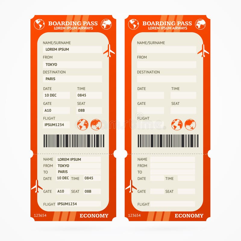 Boarding Pass Ticket Set. Vector Stock Vector - Illustration of card ...