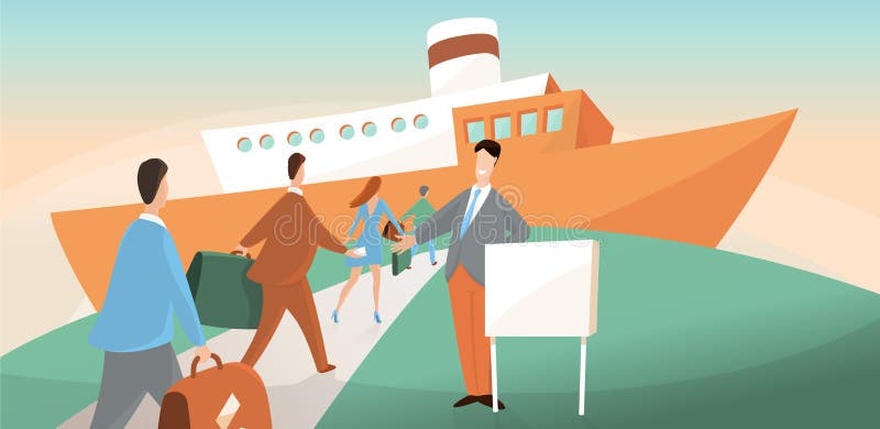 Boarding on ship stock vector. Illustration of people - 40643119