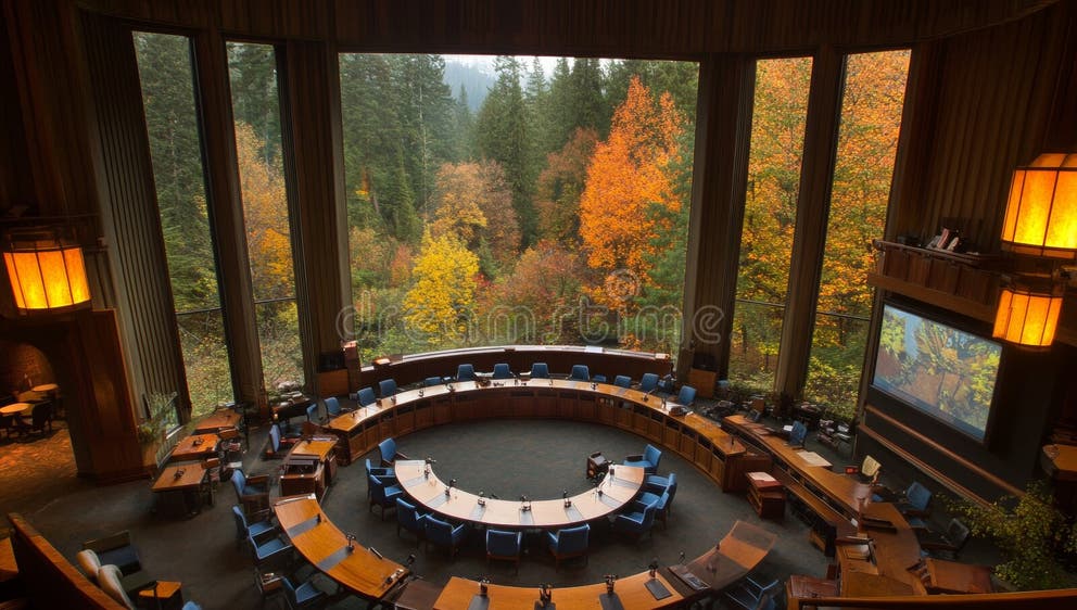 The Boardroom Features a Modern Circular Design, Complete with Large ...