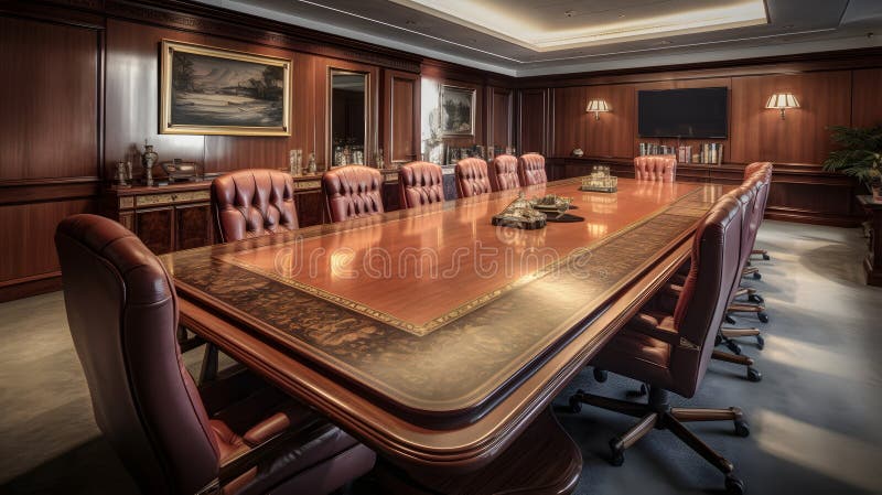 Boardroom with a Large Impressive Table and Executive Cha Two ...