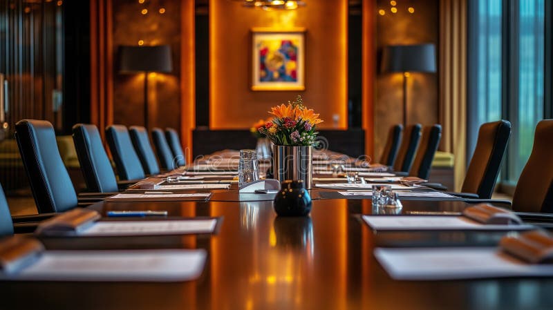 Boardroom Table with Executives Discussing a Business Strategy, with ...