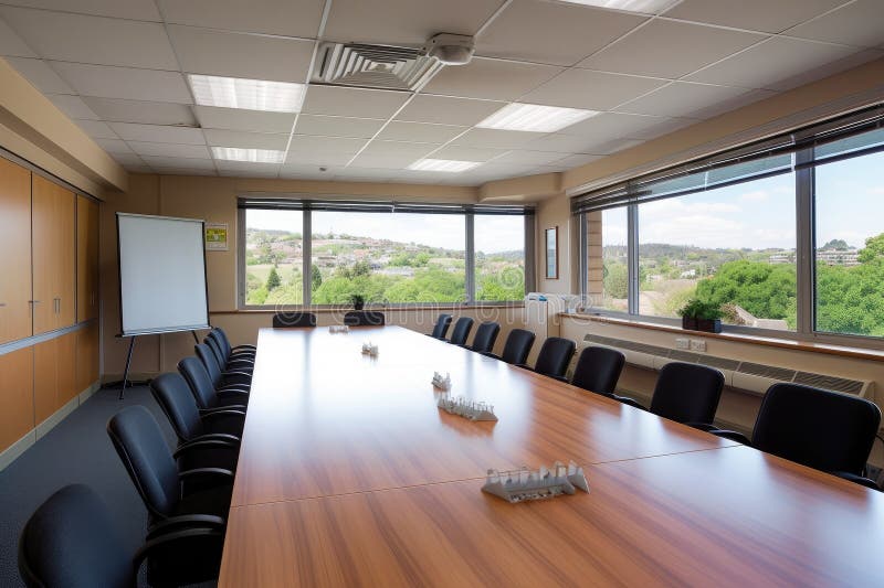 Boardroom with View of Bustling Cityscape, Perfect for Discussing New ...