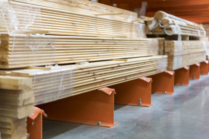 Boards on a Rack in a Construction Store. Construction and Repair ...