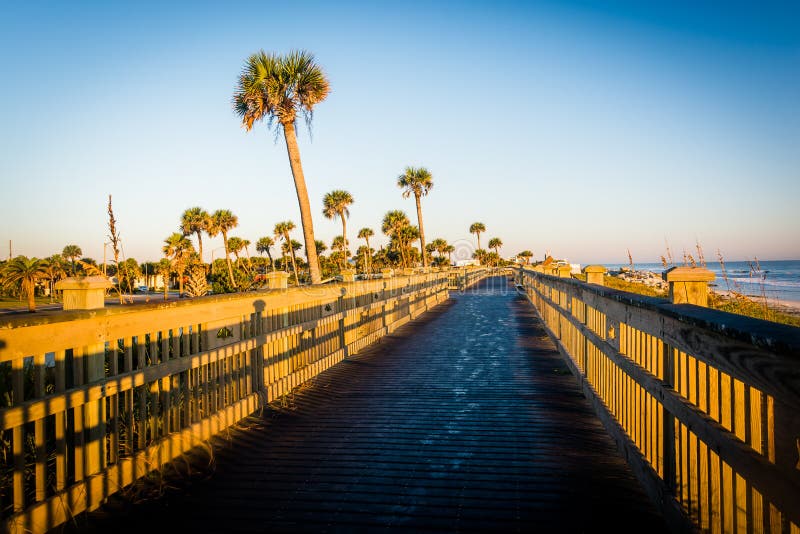 Boardwalk at the Beach in Palm Coast, Florida. Stock Image - Image of ...