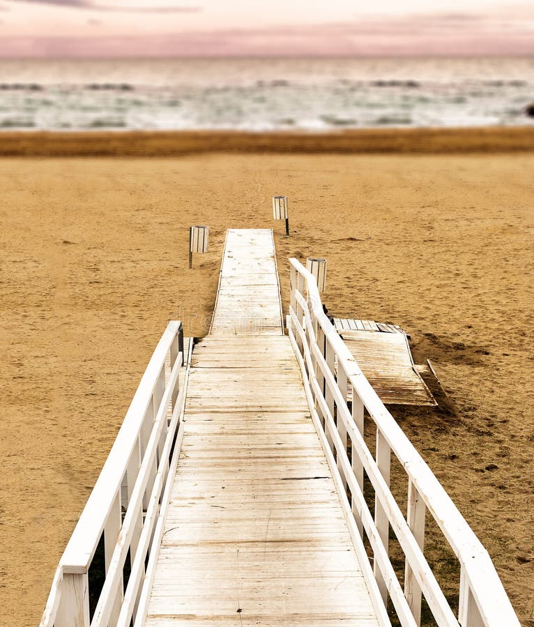 Boardwalk Path At The Beach At Sunset Stock Image - Image of tropical ...