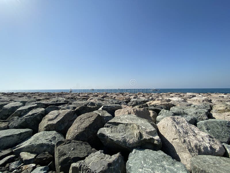 Rocks Near the Boardwalk Palm Jumeirah, Dubai Editorial Image - Image ...