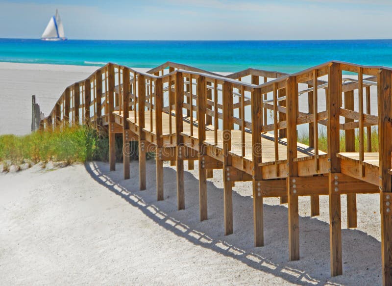 Boardwalk leading to beach stock image. Image of pensacola - 6136143